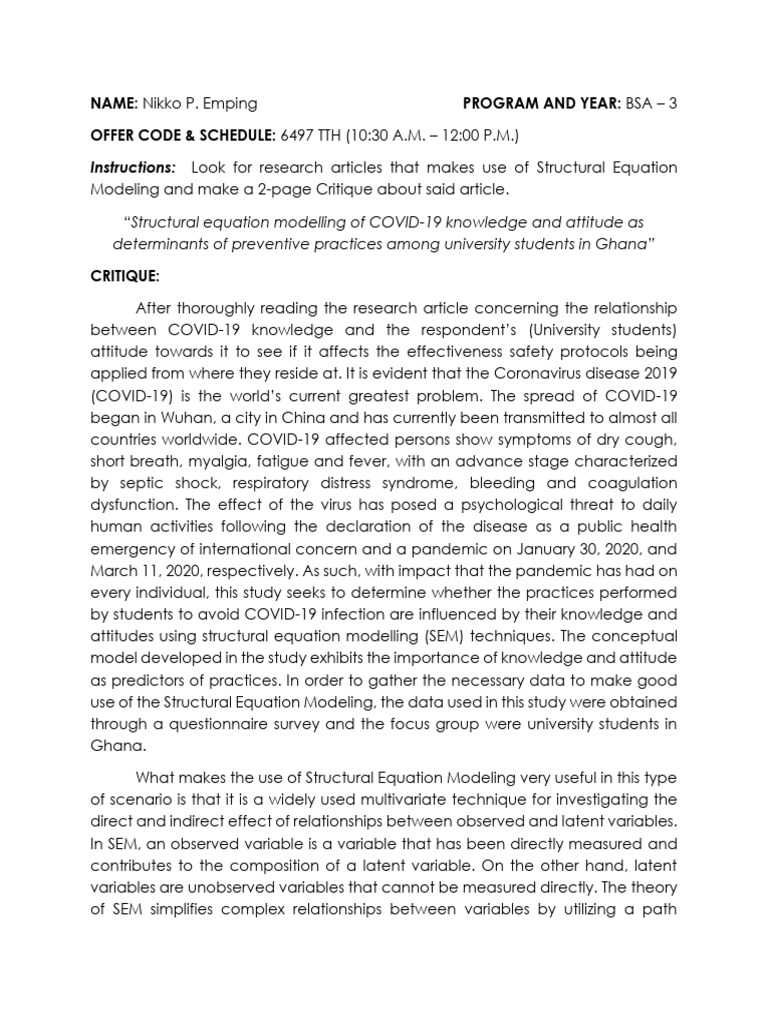 Sem (Emping) | PDF | Structural Equation Modeling | Psychology