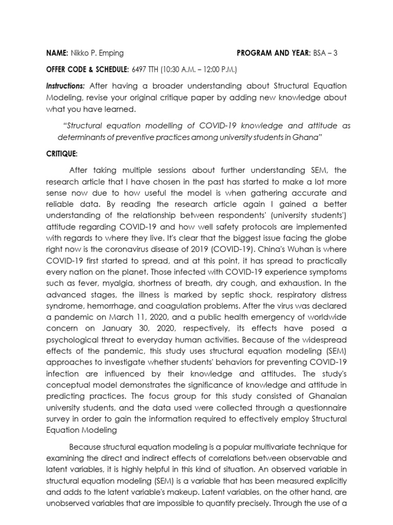 Sem (Emping) Revised | PDF | Structural Equation Modeling | Attitude (Psychology)