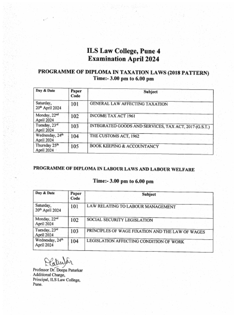 Time Table of DTL DLL April 24 | PDF