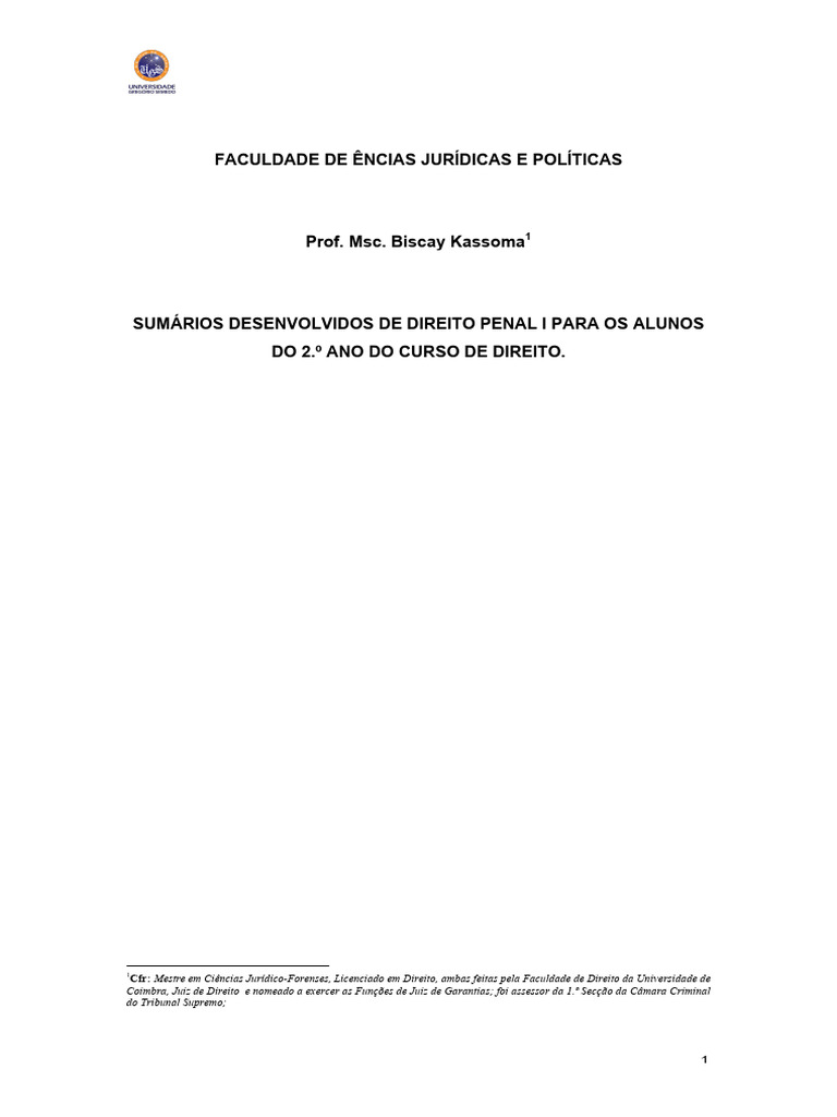 Direito Penal I-023-024 UGS | PDF | Direito Penal | Crimes