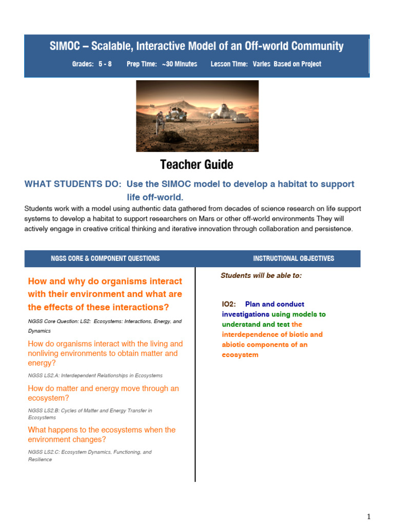 SIMOC Lesson Grades 5 8 - Revised - 5 - 2020 | PDF | Science | System