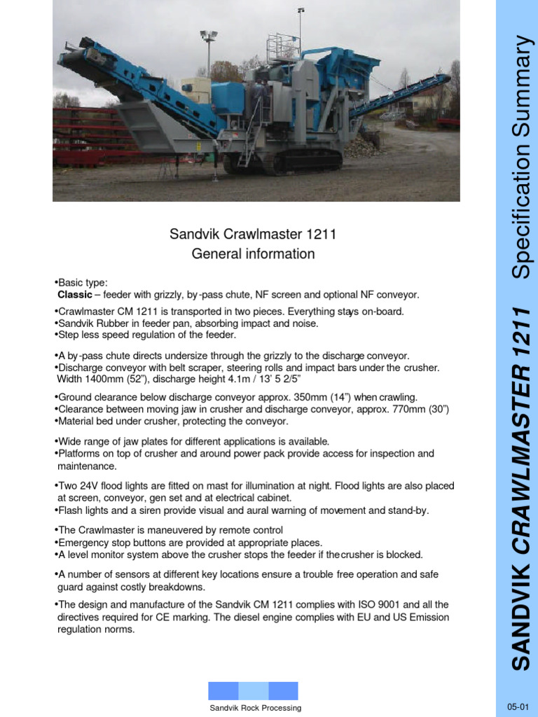 Sandvik CM1211 Mobile Jaw Brochure | PDF | Engines | Manufactured Goods