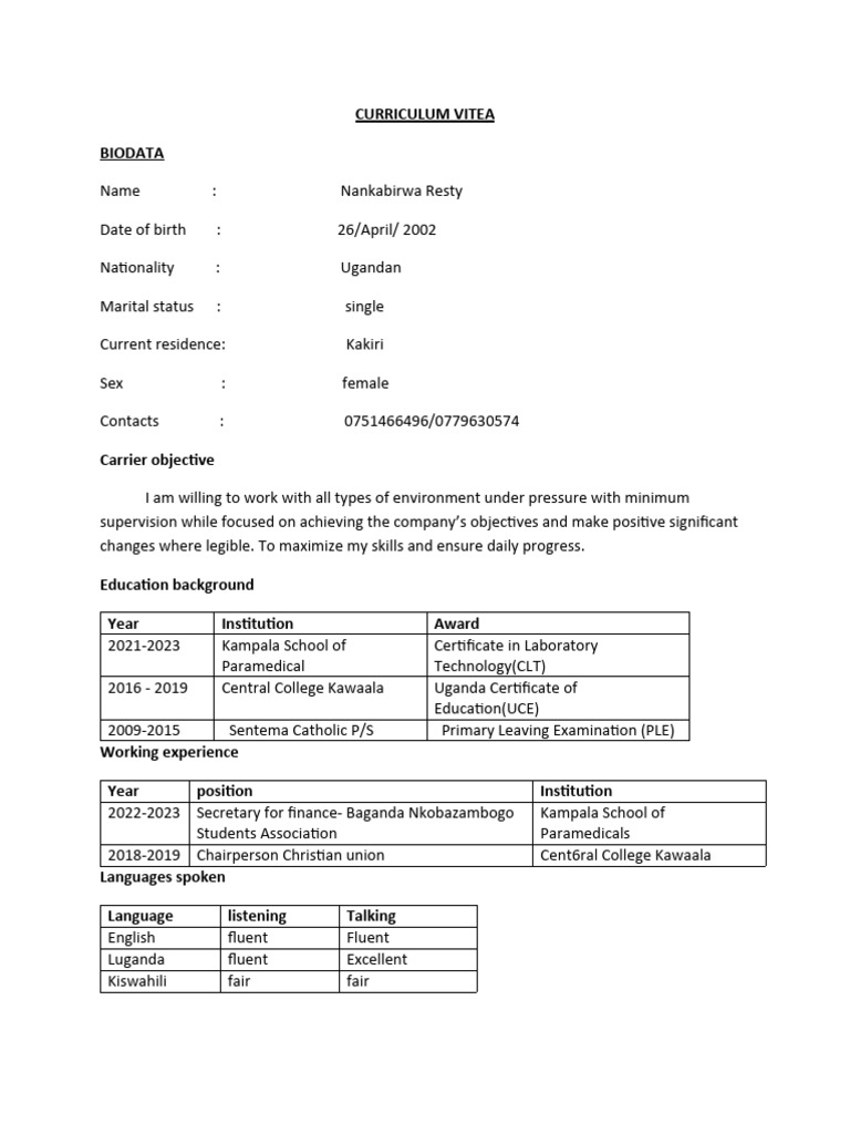 Curriculum Vitea | PDF