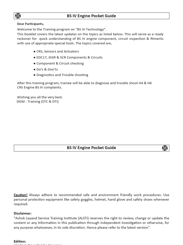 BS IV Engine Diagnostics Guide | PDF | Throttle | Exhaust Gas