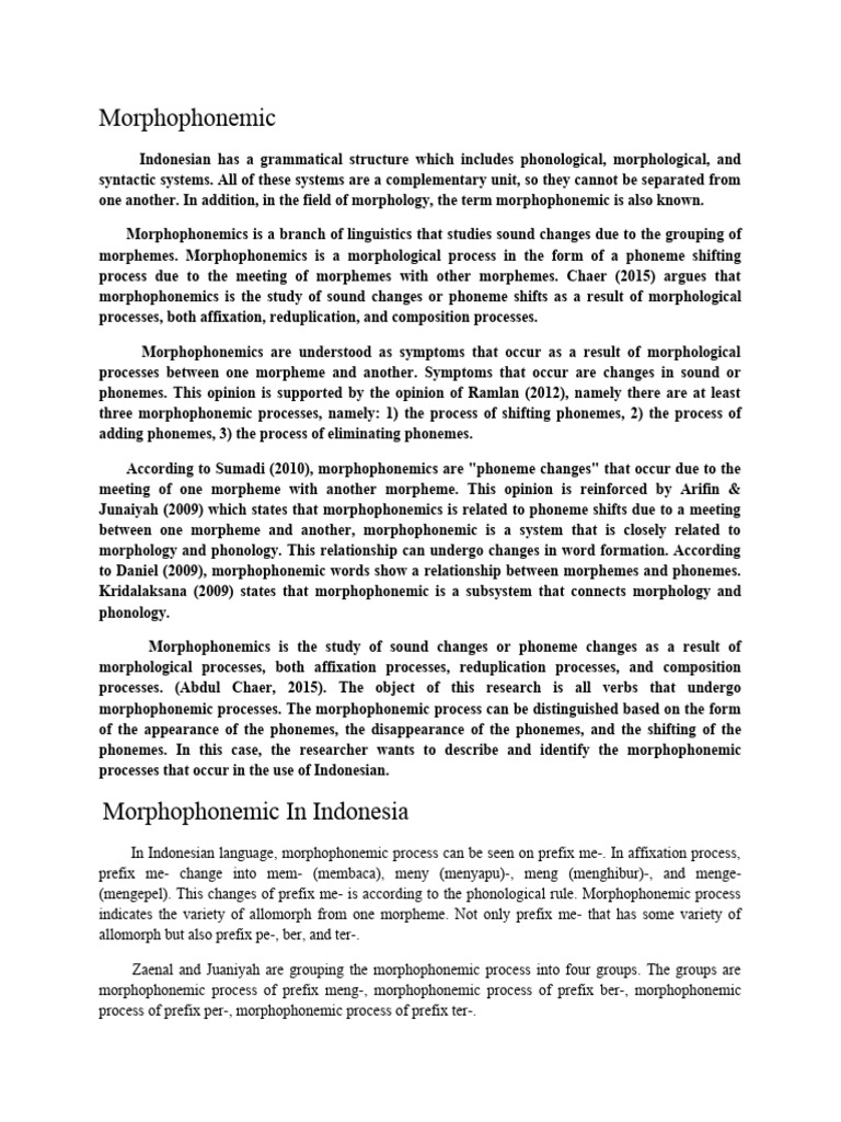 Morphophonemic in Indonesian | PDF | Morphology (Linguistics) | Phoneme