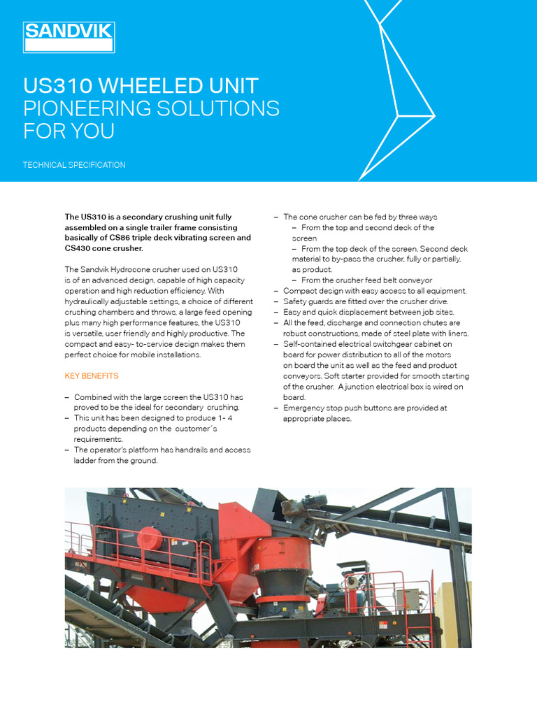 Sandvik US310 Wheeled Cone and Screen Brochure | PDF | Electrical ...