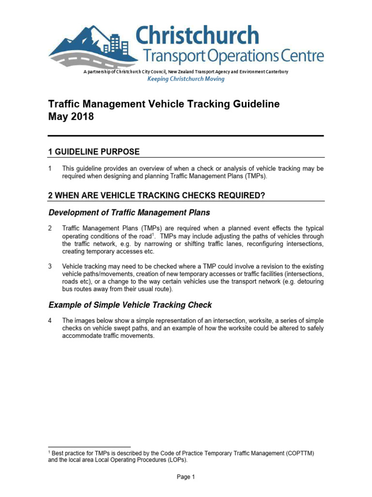 Vehicle Tracking in Traffic Management Plans | PDF | Traffic ...