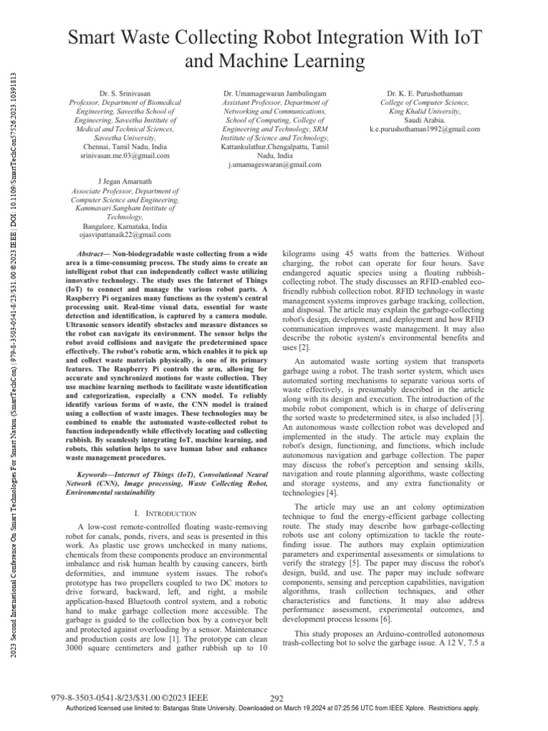 Smart Waste Collecting Robot Integration | PDF | Internet Of Things | Robot