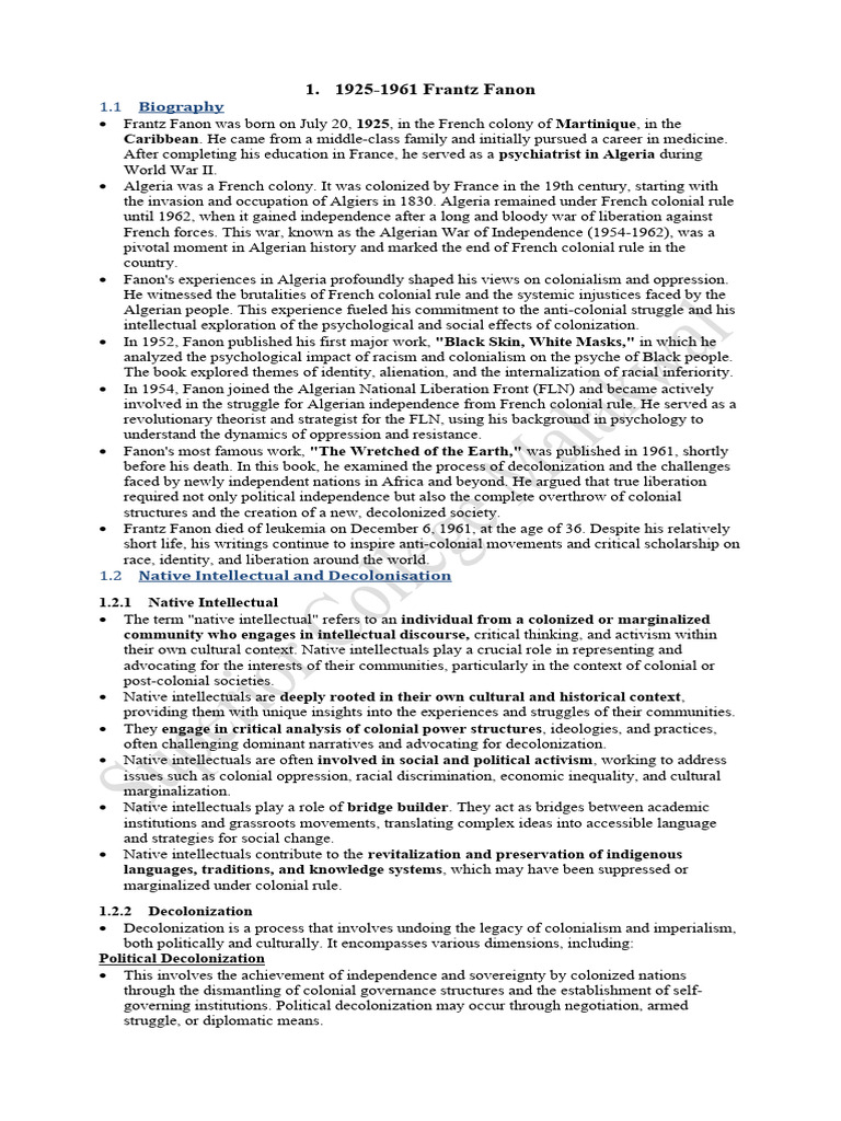 Frantz Fanon | PDF | Frantz Fanon | Decolonization