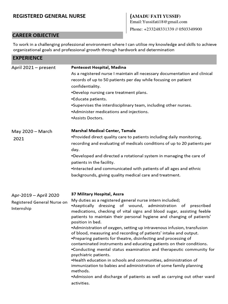 Resume | PDF | Nursing | Patient