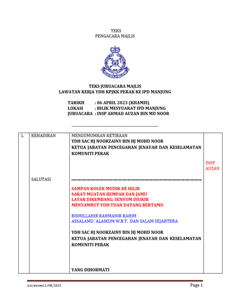 Lawatan Kerja YDH KPJKK ke IPD Manjung | PDF | Ilmu Sosial | Hukum