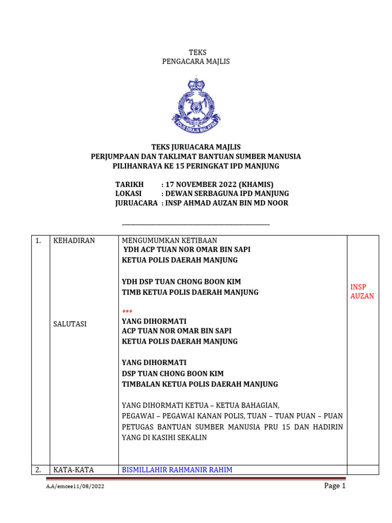 Taklimat PRU 15 di Dewan IPD Manjung | PDF | Pengelolaan Keuangan ...