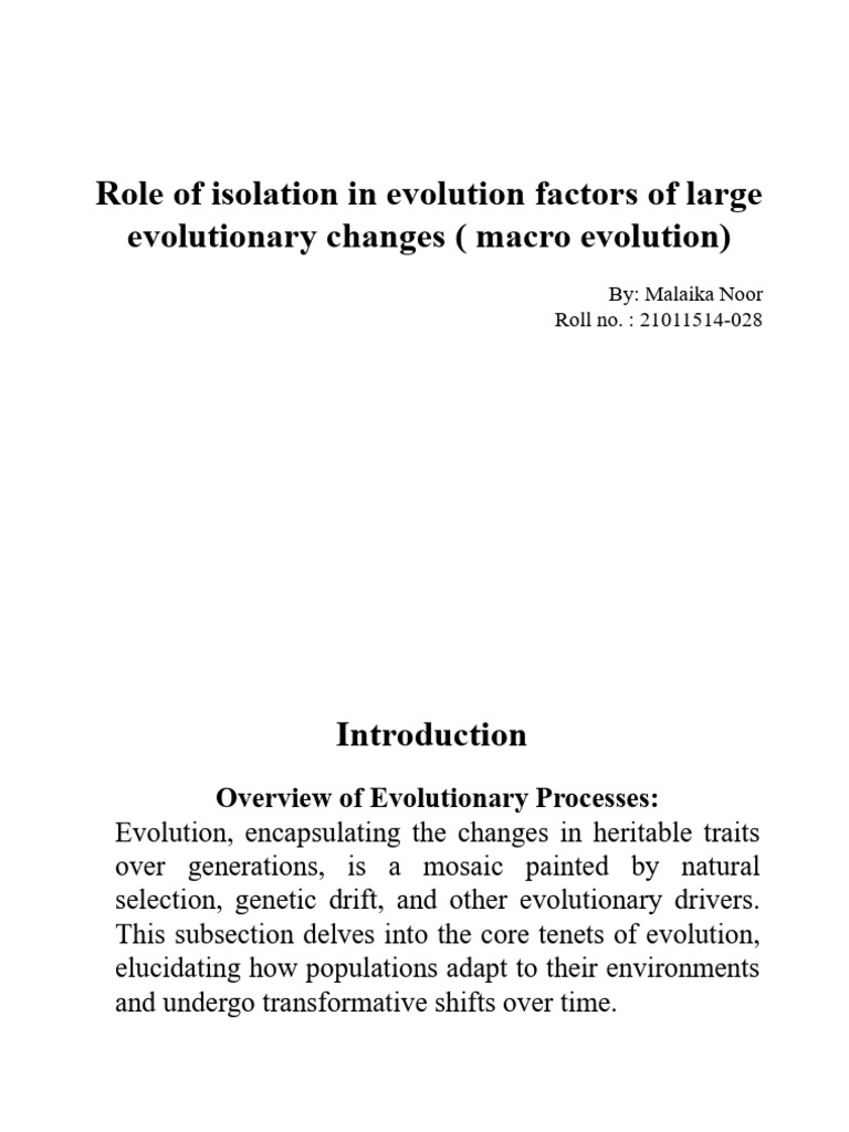 Role of Isolation in Evolution | PDF | Evolution | Species