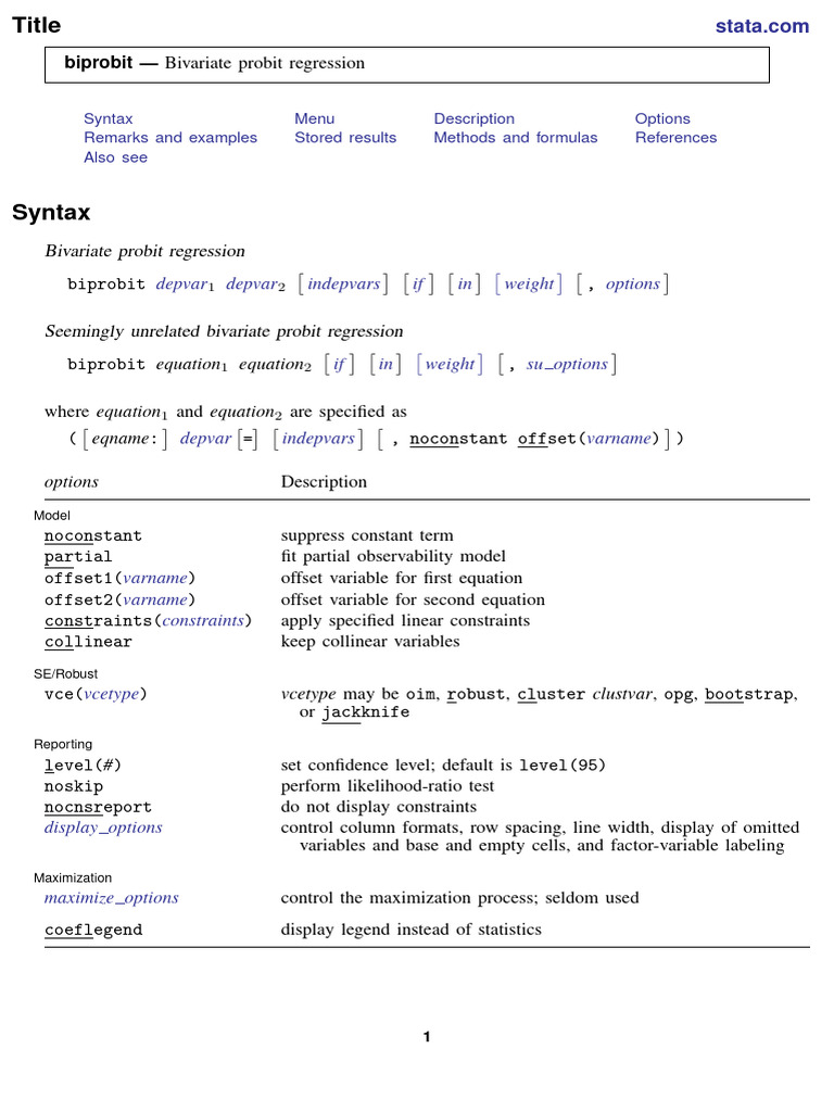 Bivariate Probit Regression | PDF | Regression Analysis | Resampling (Statistics)