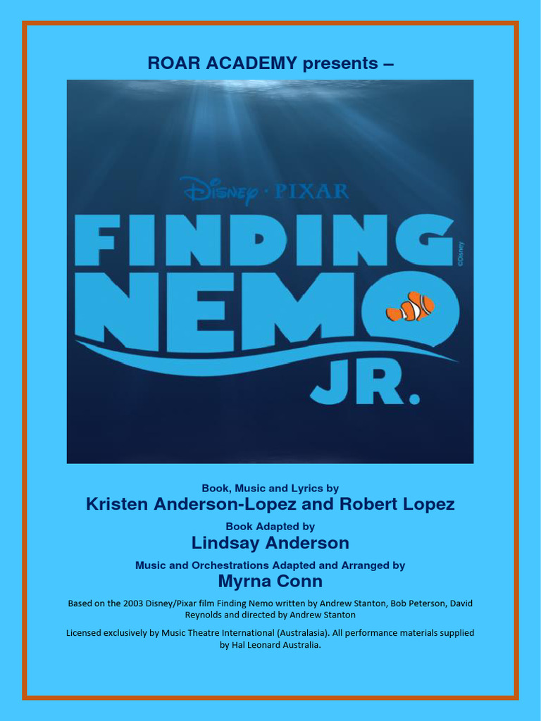 Finding Nemo Jr: Auditions & Info | PDF