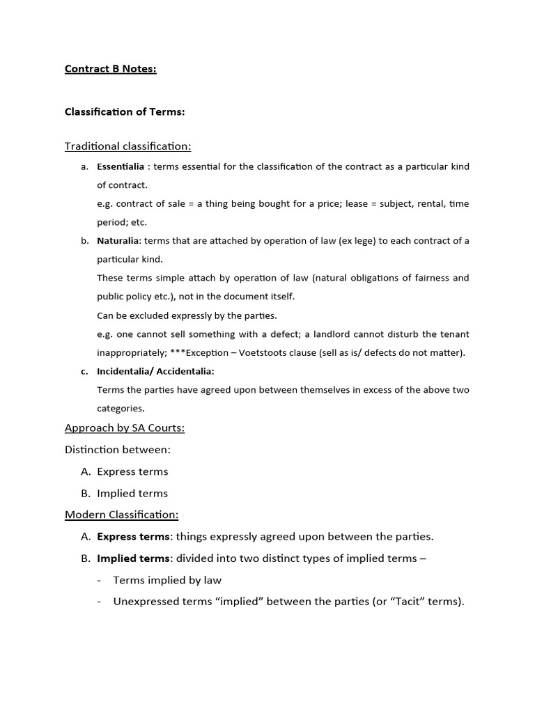 My Contract B Notes | PDF | Civil Law (Legal System) | Legal Concepts
