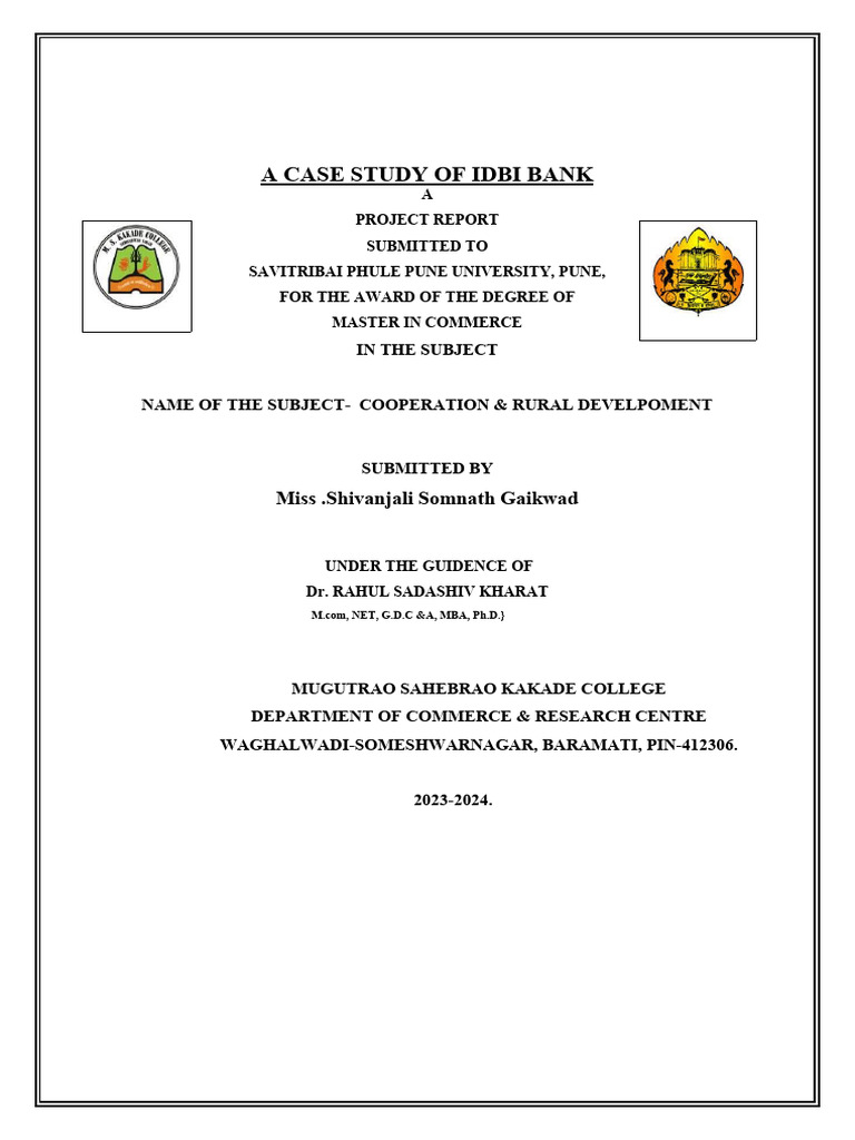 Financial Analysis of IDBI Bank Case Study | PDF | Loans | Banks
