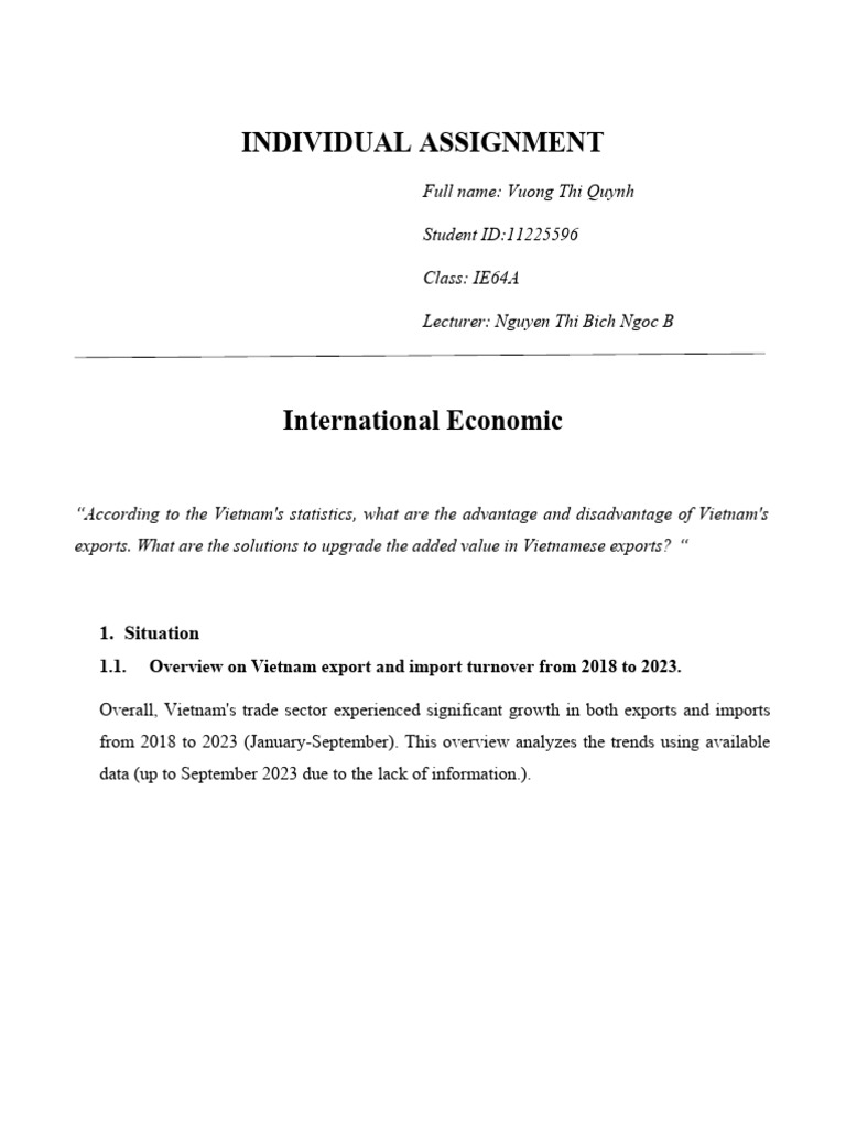 Individual Assignment 4 | PDF | Exports | Vietnam
