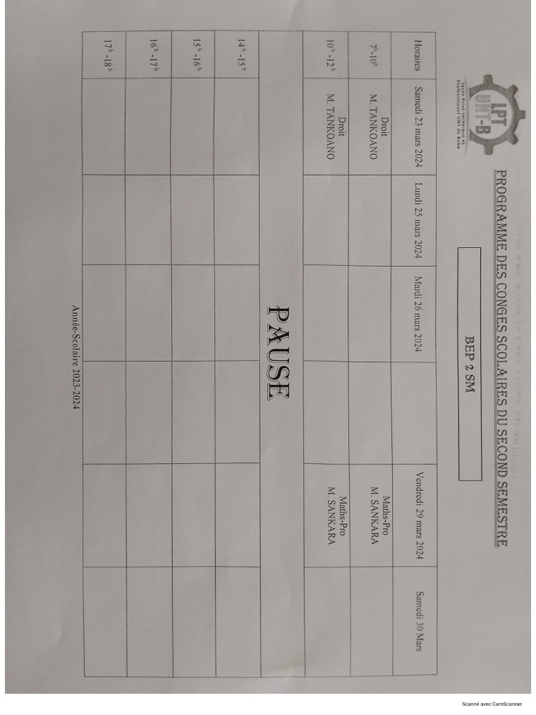 Programme Congés | PDF