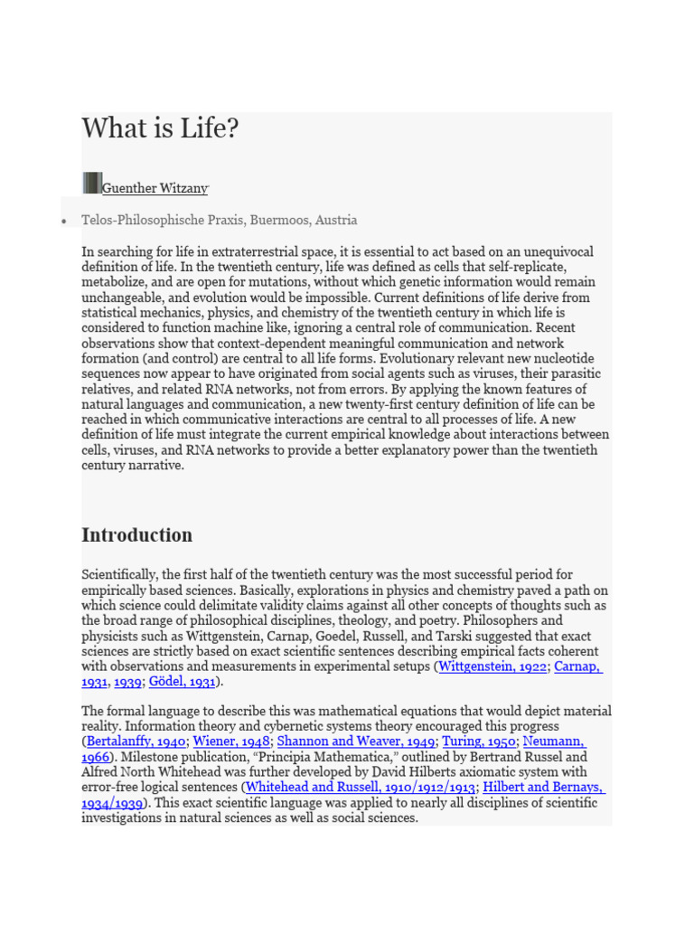 What Is Life | PDF