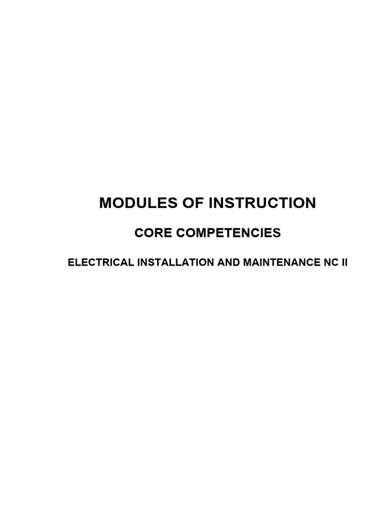 EIM NC II - CBC (Core Competencies Only) | PDF | Electrical Wiring ...