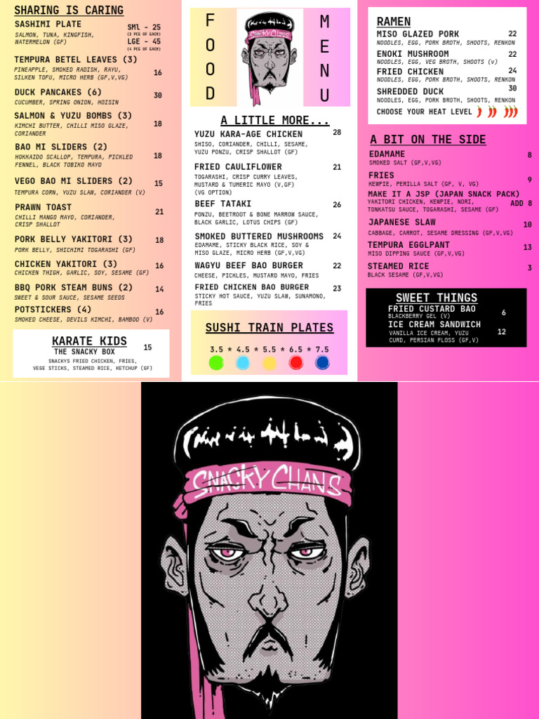 Snacky Chans Food Menu | PDF | Sauce | Hamburgers