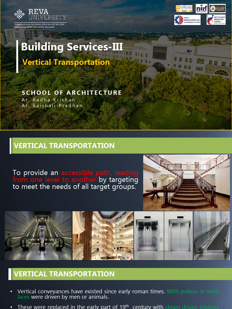 Unit III - VERTICAL TRANSPORT | PDF | Elevator | Escalator