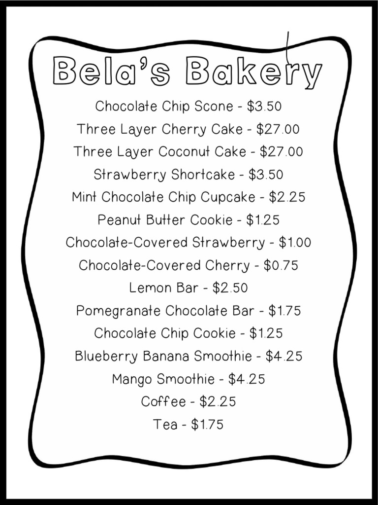 Bela's Bakery Pricing and Math Problems | PDF | Bakery | Scone