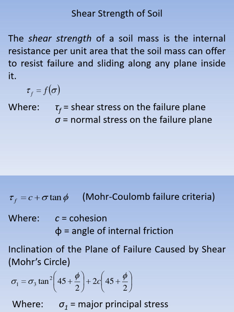 M11 - Shear Strength of Soil | PDF | Soil | Continuum Mechanics