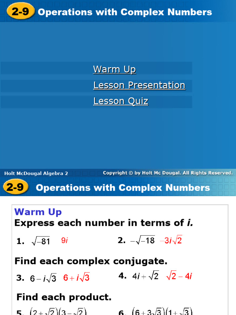 Warm Up Lesson Presentation Lesson Quiz: Holt Mcdougal Algebra 2 Holt ...