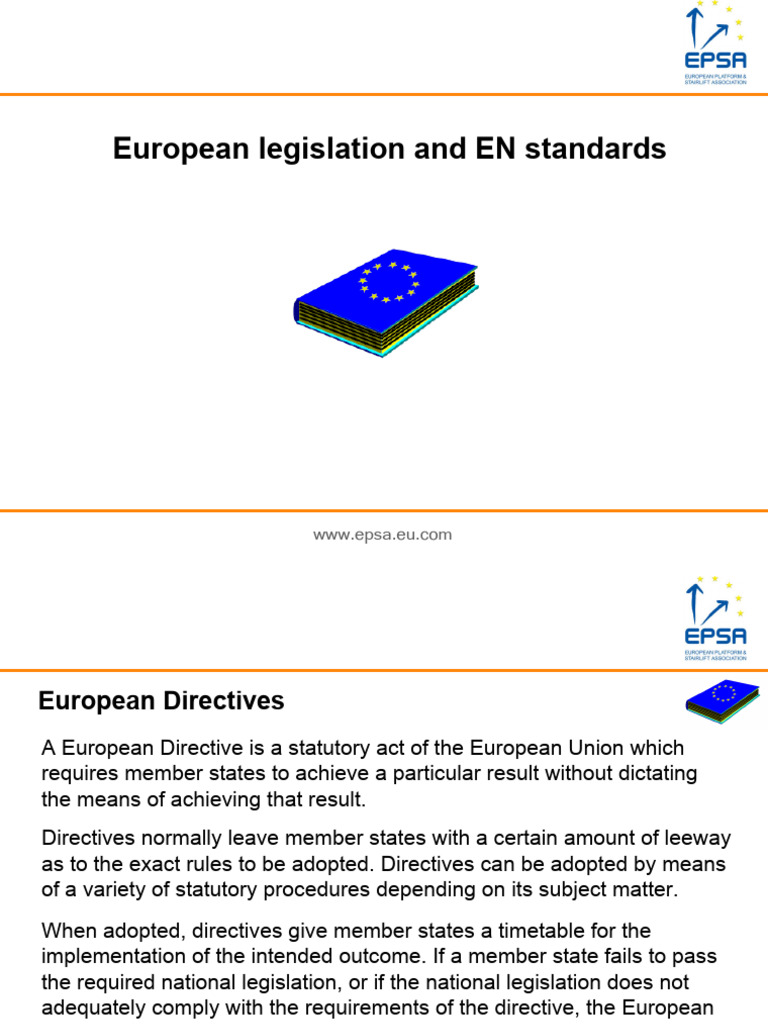 European Legislation and Standards For Platform Lifts and Stairlifts ...