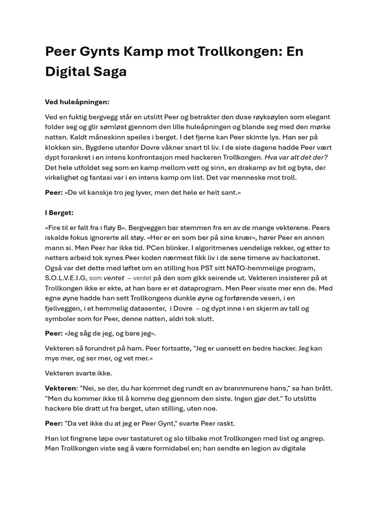 Korthistorie - Adapsjon Av Peer Gynt | PDF