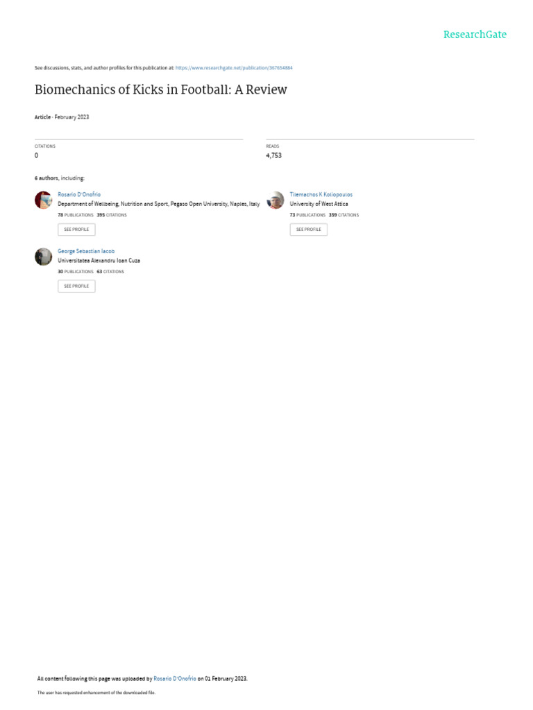 Biomechanics of Kicks in Football Are View | PDF | Anatomical Terms Of ...