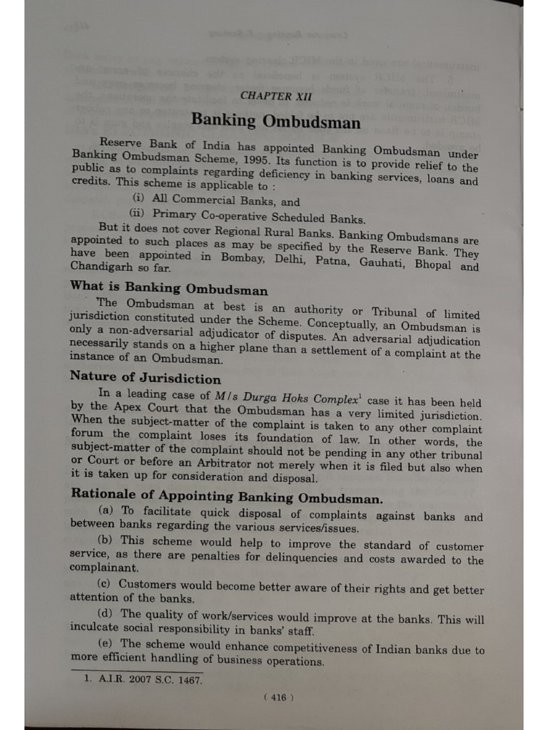 Understanding the Banking Ombudsman Scheme | PDF | Business | Finance ...
