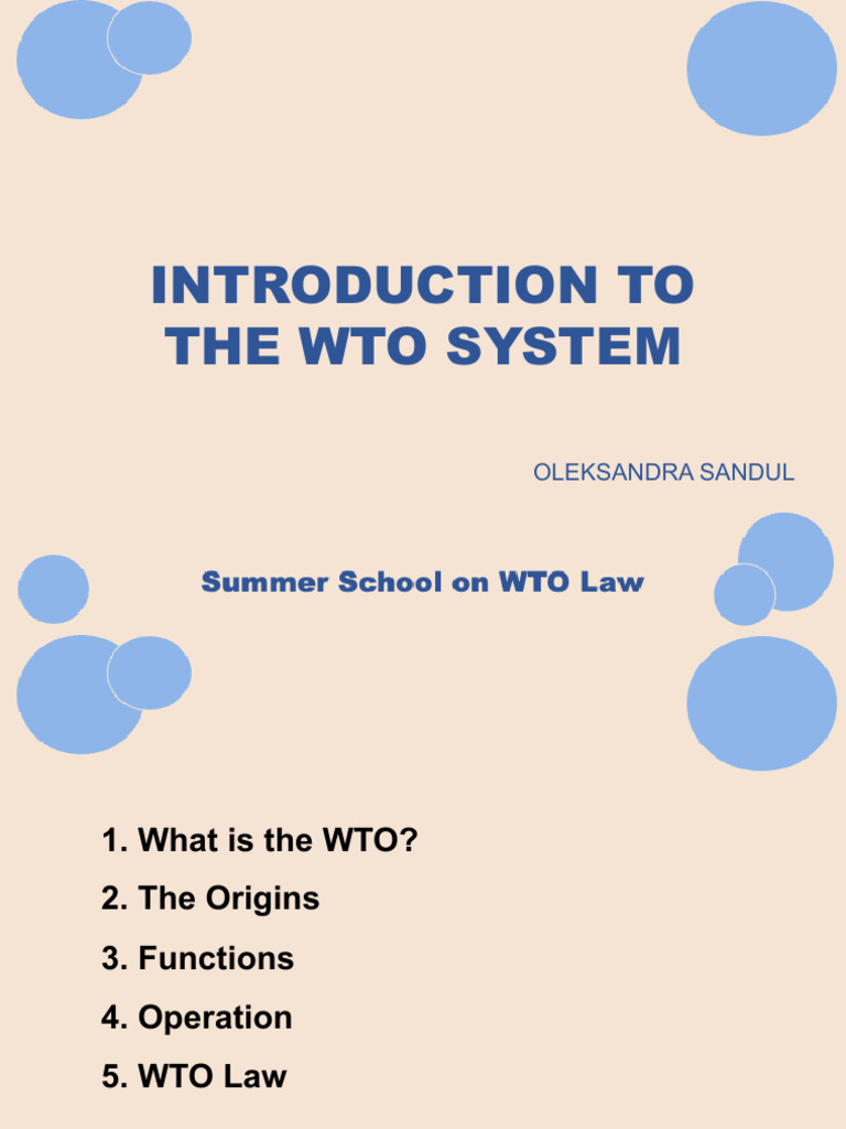 Lecture 1. Introduction To The WTO System | PDF | World Trade ...