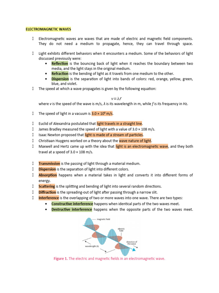 science notes (electromagnetic waves) | PDF