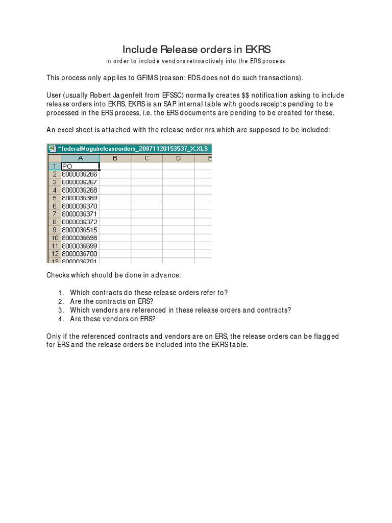 GFIMS - Include Release Orders in EKRS | PDF | Computer Science | Information Technology