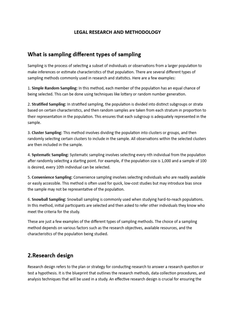 Legal Research Methodology Questions & Answers | PDF | Sampling (Statistics) | Case Study