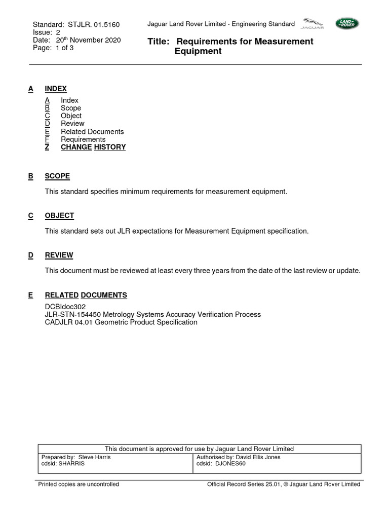 STJLR.01.5160 Specifications For Measurement Equipment Version 2 | PDF ...