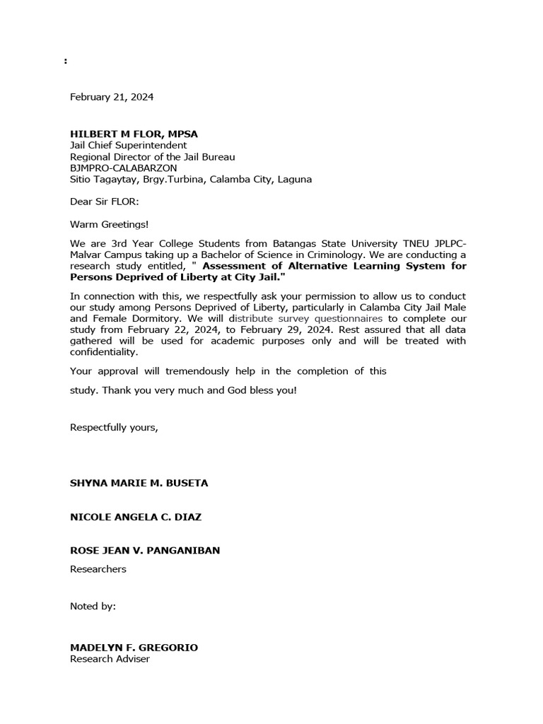 RESEARCH Request Letter | PDF