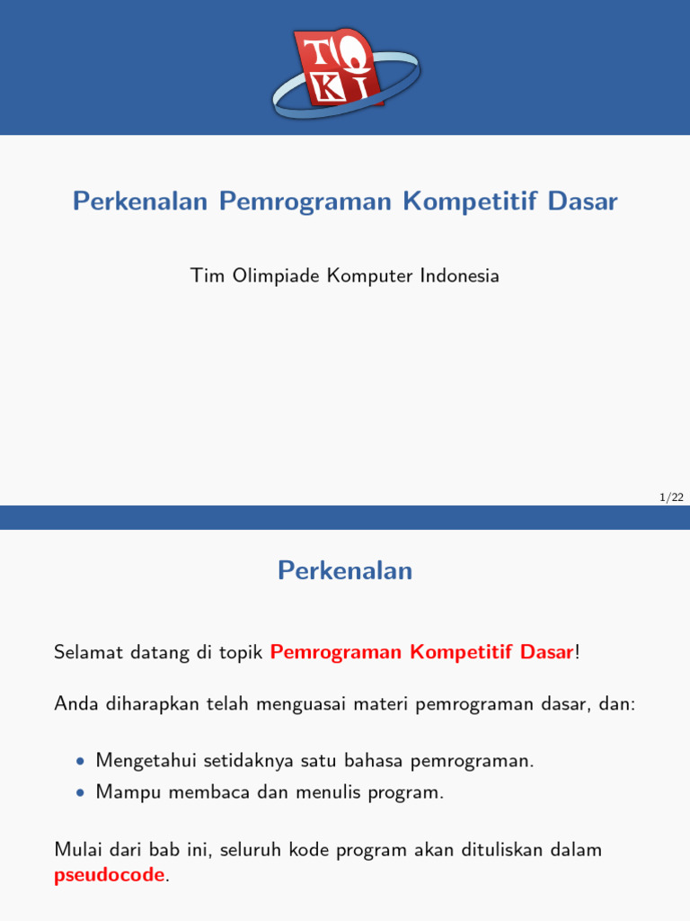 Pemrograman Kompetitif Dasar Full C++ | PDF | Metode & Bahan Ajar