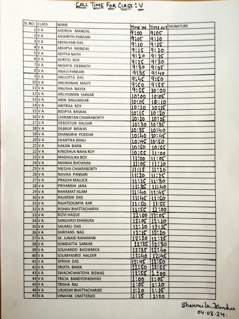 Call Slip For Class 5 Annual PTM | PDF