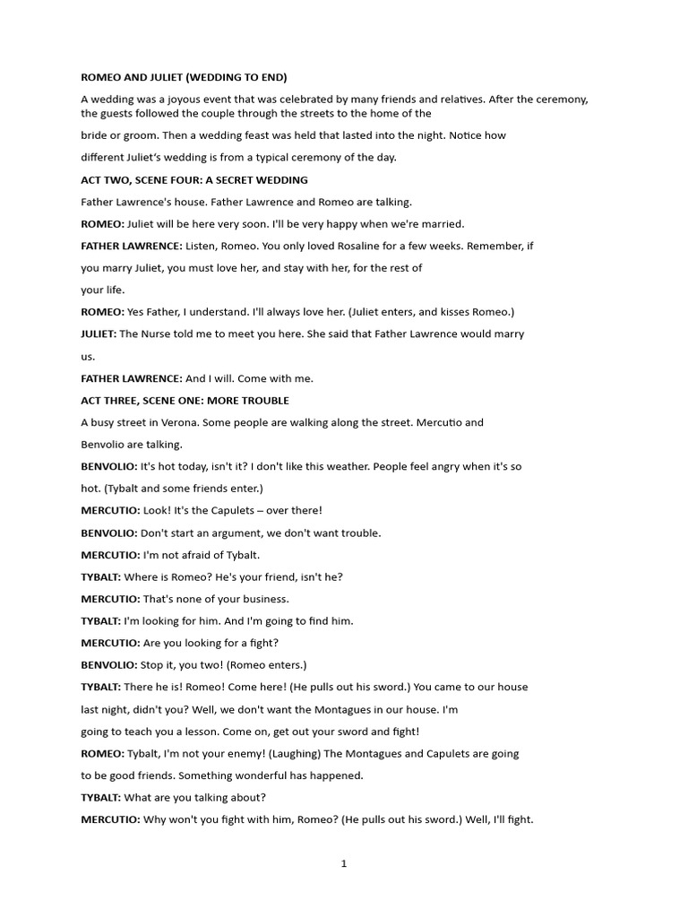 Romeo and Juliet Script | PDF | Art | Mystery, Thriller & Crime Fiction