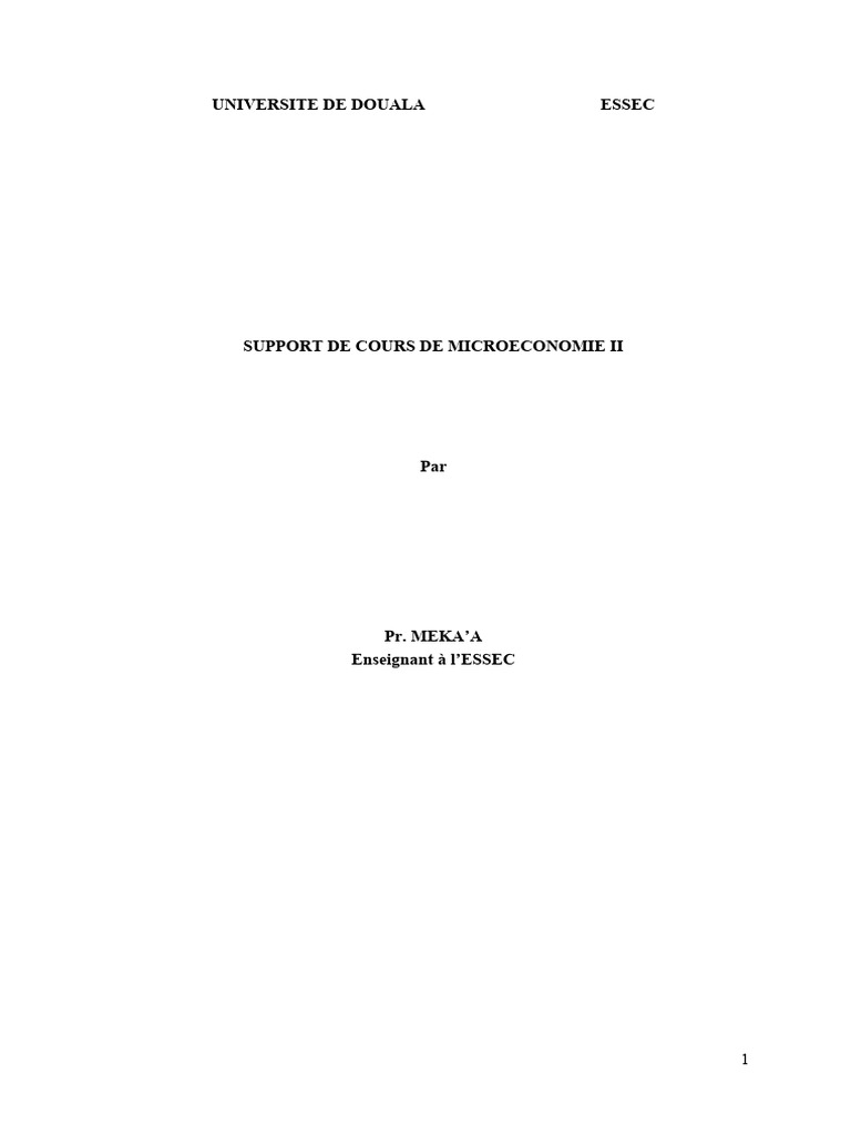 Cours de MICRO II-5 | PDF