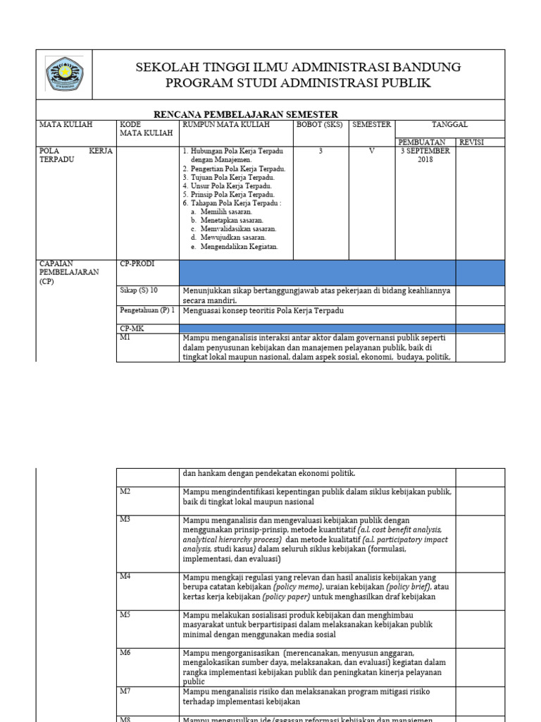 Rencana Pembelajaran Kebijakan Publik | PDF
