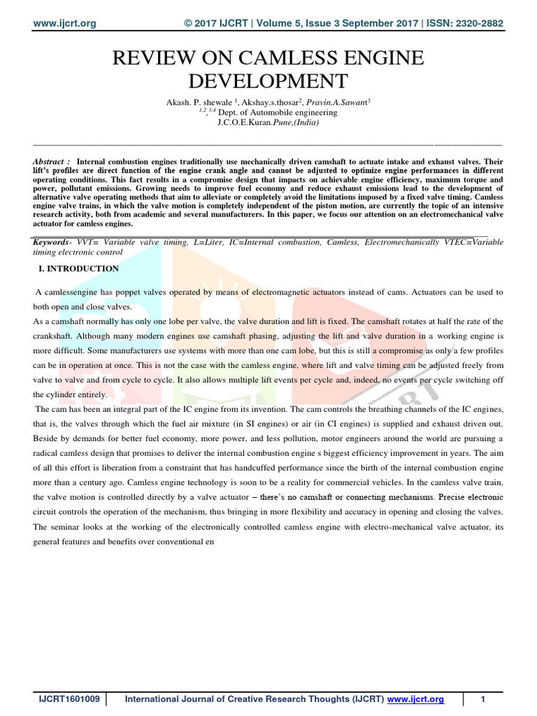 Camless Engine Development Review | PDF | Engines | Machines