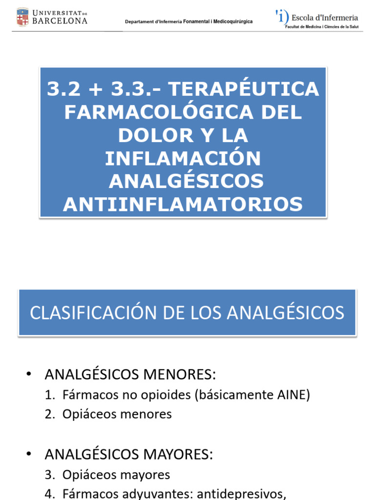 3.2 + 3.3 - Clasificación de Los Analgésicos-Menores V2 | PDF | Droga ...