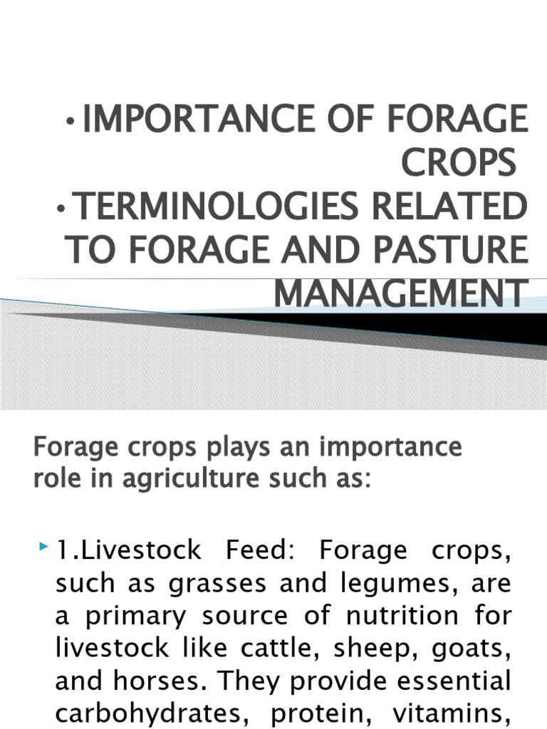 Importance of Forage Crops in Agriculture | PDF