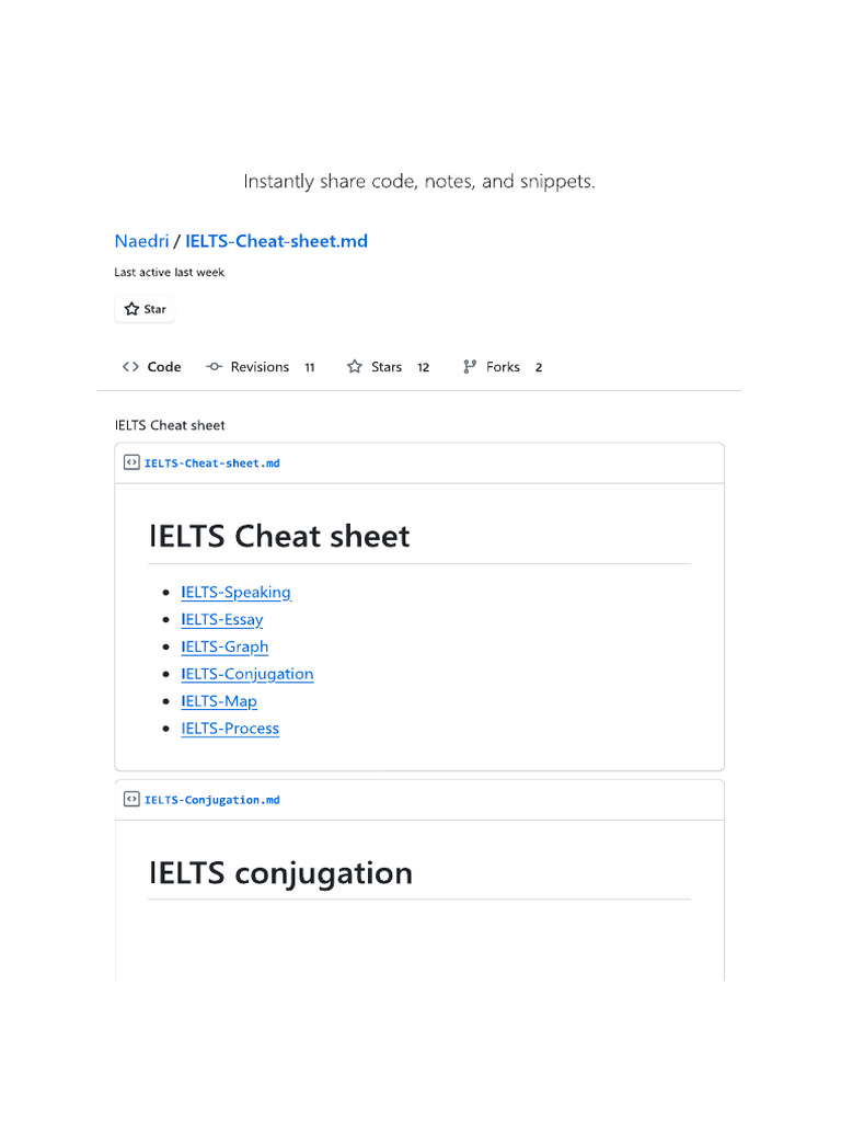 Cheatsheet - All IELTS From Github | PDF