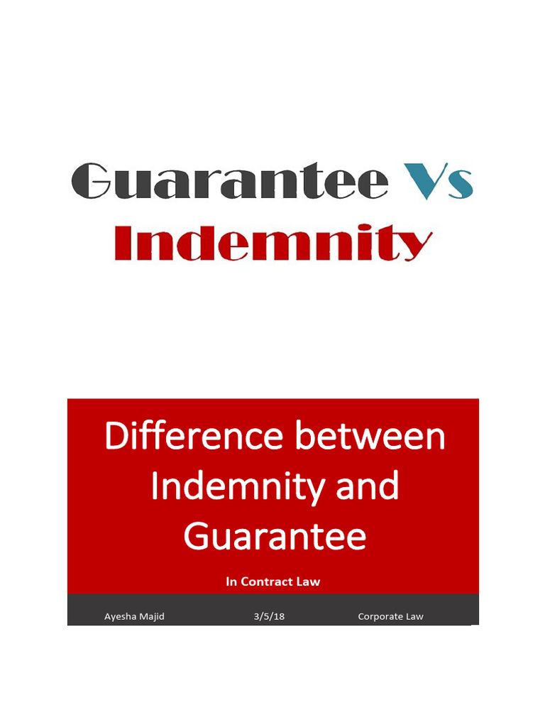 Difference Between Indemnity and Guarant-55966825 | PDF | Guarantee ...